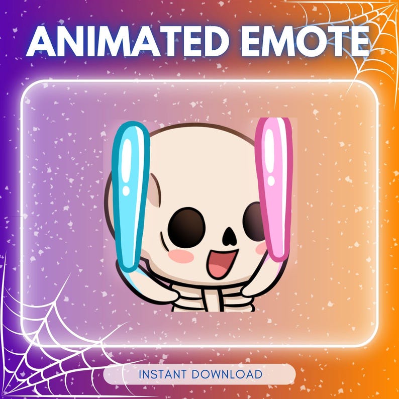 ANIMATED Emote Twitch & Discord - Cute Raving Skeleton