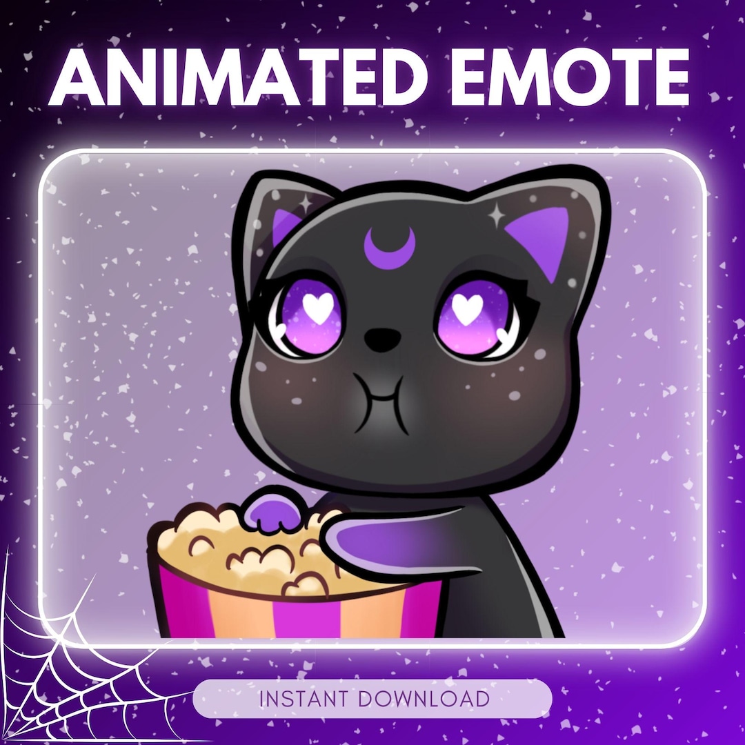 ANIMATED Emote Twitch & Discord - Cute Popcorn Eating Kitty Cat