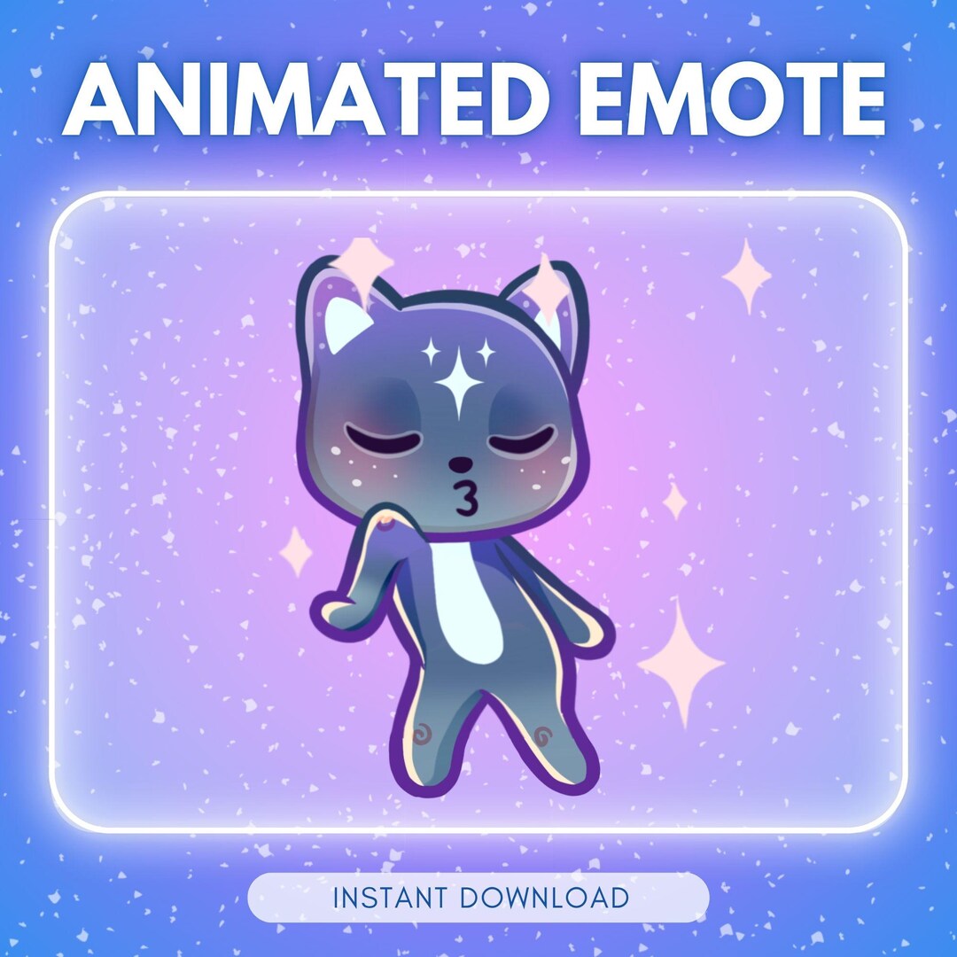 ANIMATED Emote Twitch & Discord - Cosmic Blue Cat Dancing Emote
