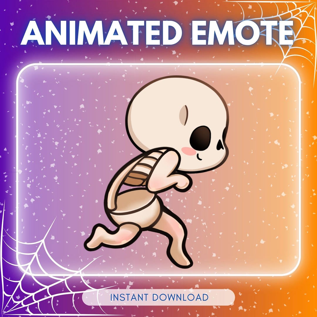 ANIMATED Emote Twitch & Discord - Cute Sneaky Running Skeleton