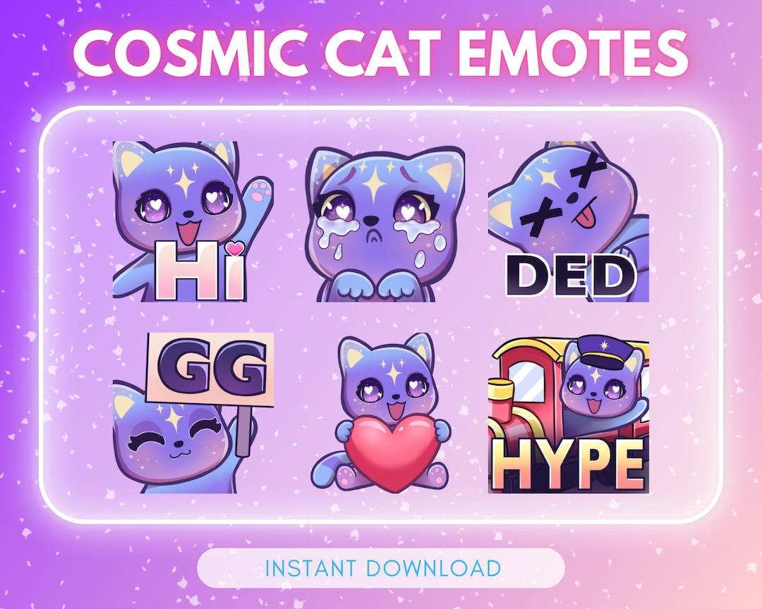 Cute Purple Cosmic Cat Emote Pack