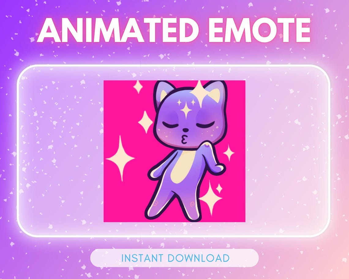 Emote ANIMADO twitch & discord - Gatinho fofo dançando cósmico roxo