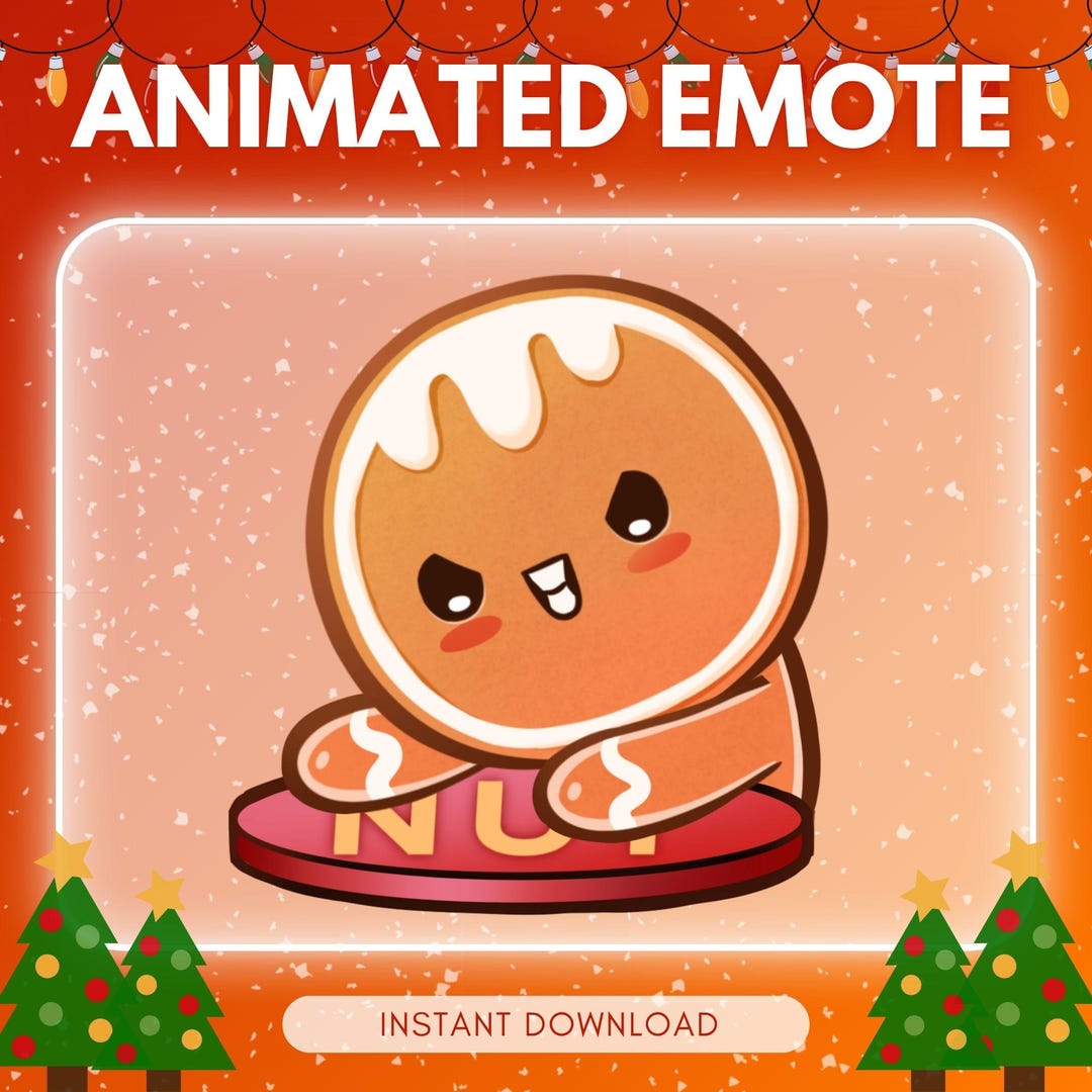 ANIMATED Emote Twitch & Discord - Cute Gingerbread Nut Smash