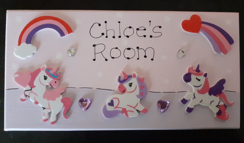 Handmade Wood Personalised Unicorns Door Plaque Name Sign - Etsy UK