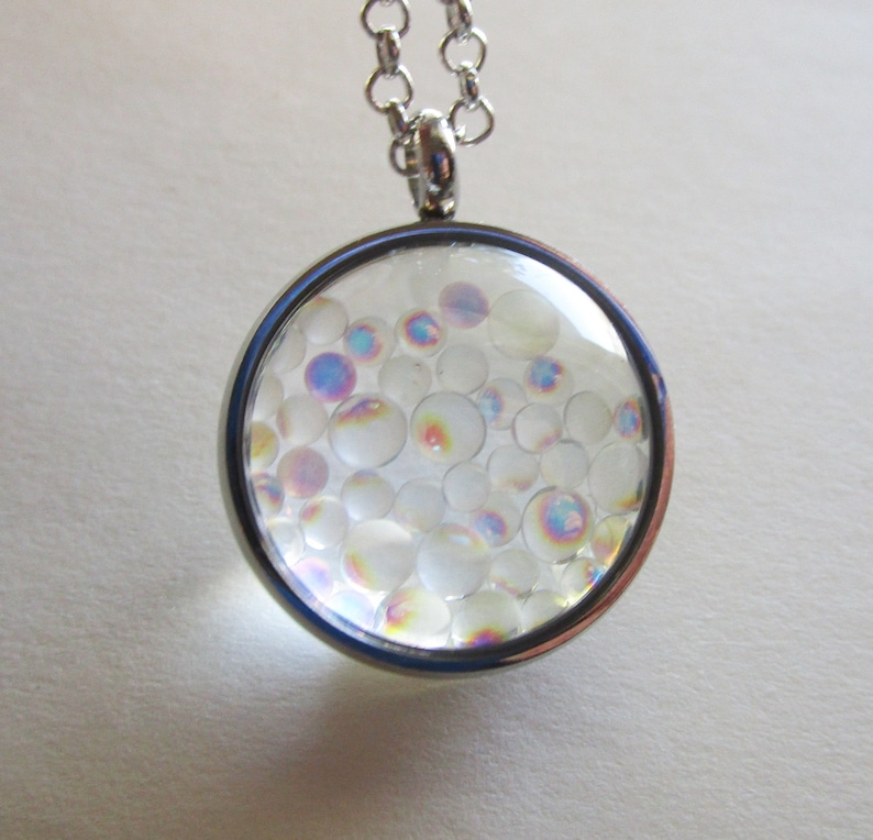 Iridescent Fairy Orbs Double Sided Glass Bubble Locket Necklace - Etsy