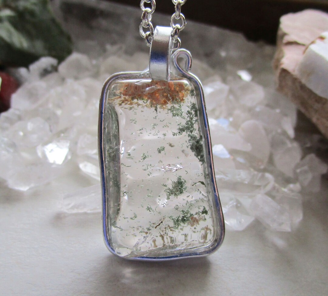 Natural Lodolite Scenic Quartz Crystal Wire Wrapped Pendant Necklace - Etsy