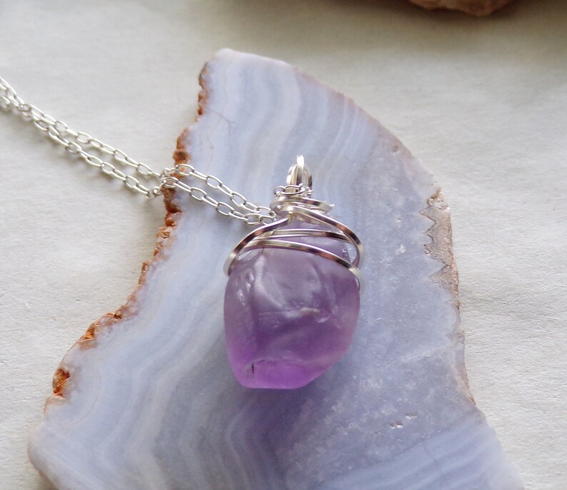 Purple Amethyst Gemstone Natural Crystal Pendant Necklace | Etsy
