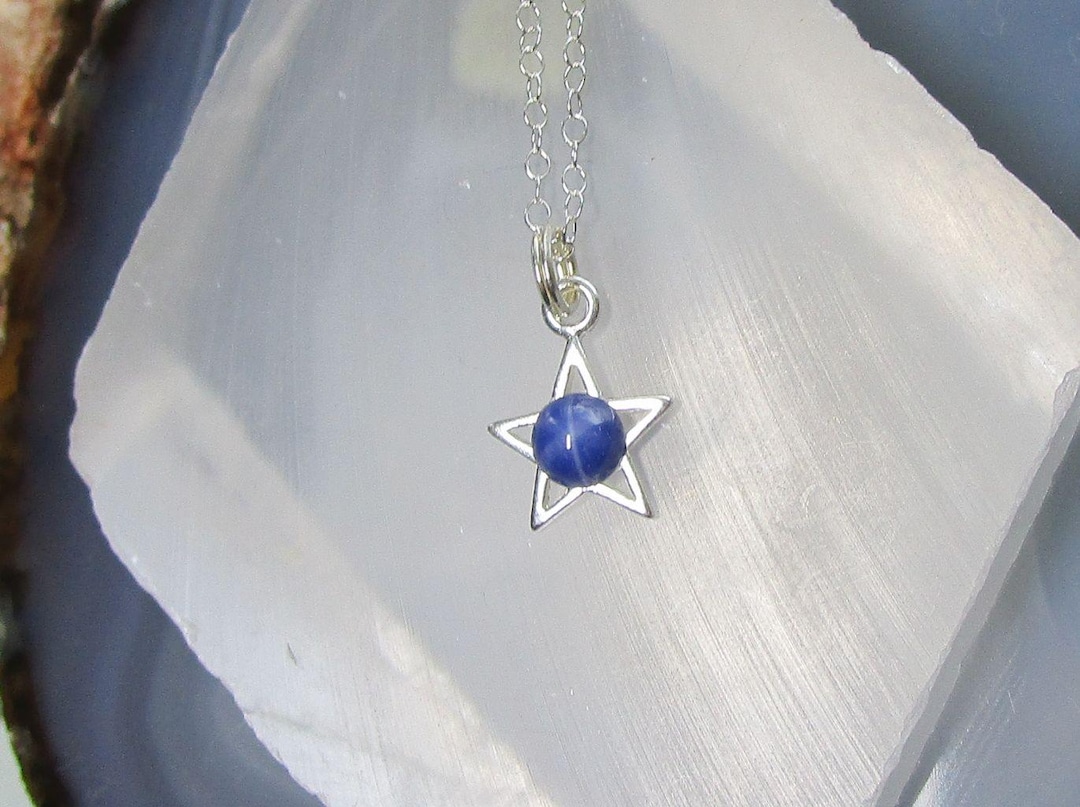 Blue Linde Star Sapphire Sterling Silver Star Pendant Necklace - Etsy