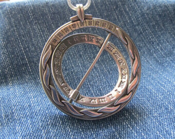 Vintage Sterling Silver Sundial Explorer Shepherd's Watch Pendant ...