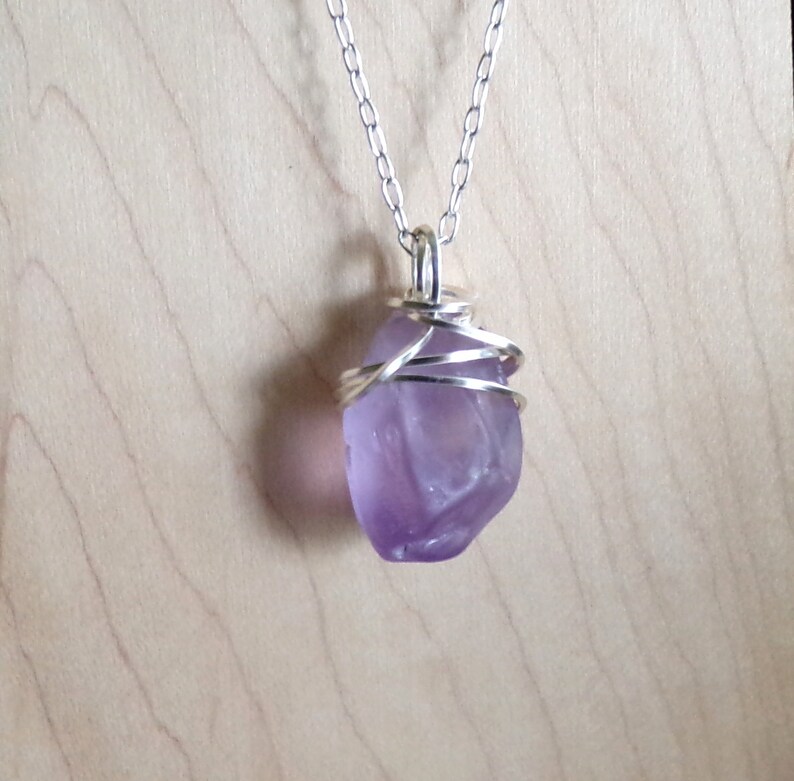 Purple Amethyst Gemstone Natural Crystal Pendant Necklace | Etsy