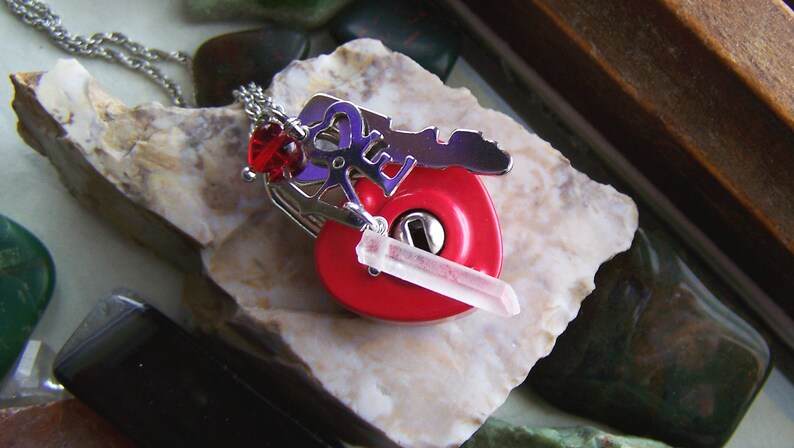 Captured Heart Lock and Silver Key Quartz Crystal Necklace | Etsy