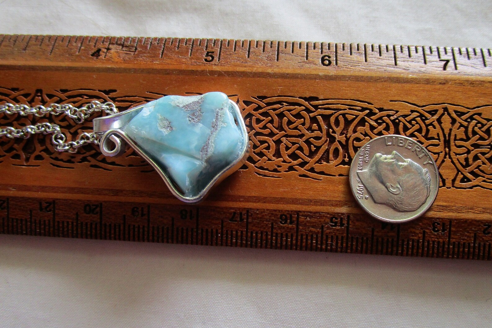 Blue Larimar Natural Gemstone Crystal Pendant Necklace | Etsy