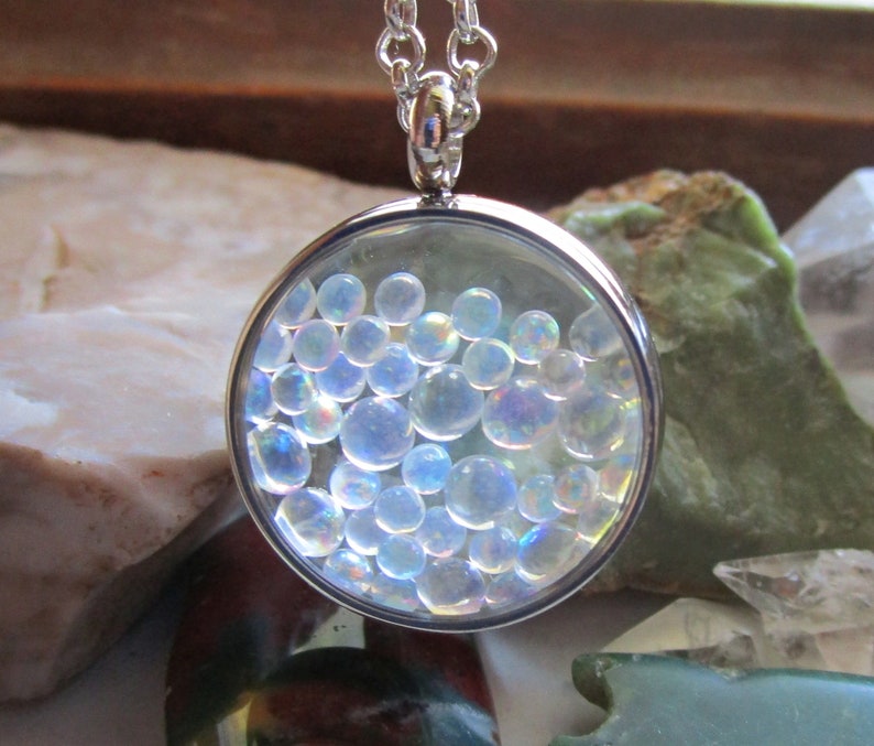 Iridescent Fairy Orbs Double Sided Glass Bubble Locket Necklace - Etsy