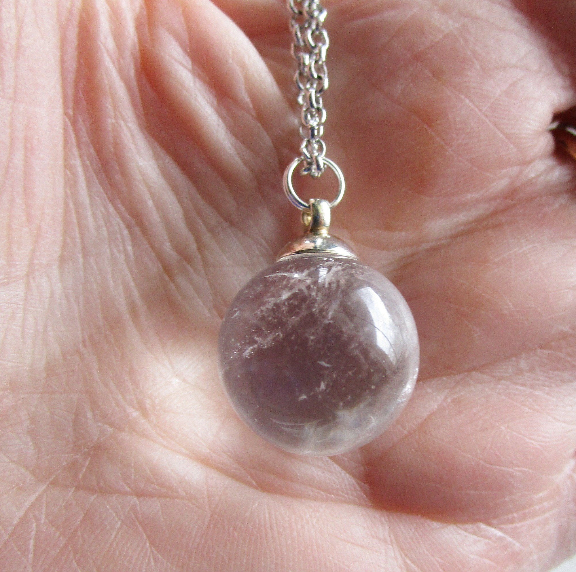 Clear Crystal Ball Natural Quartz Jewelry Pendant Necklace | Etsy
