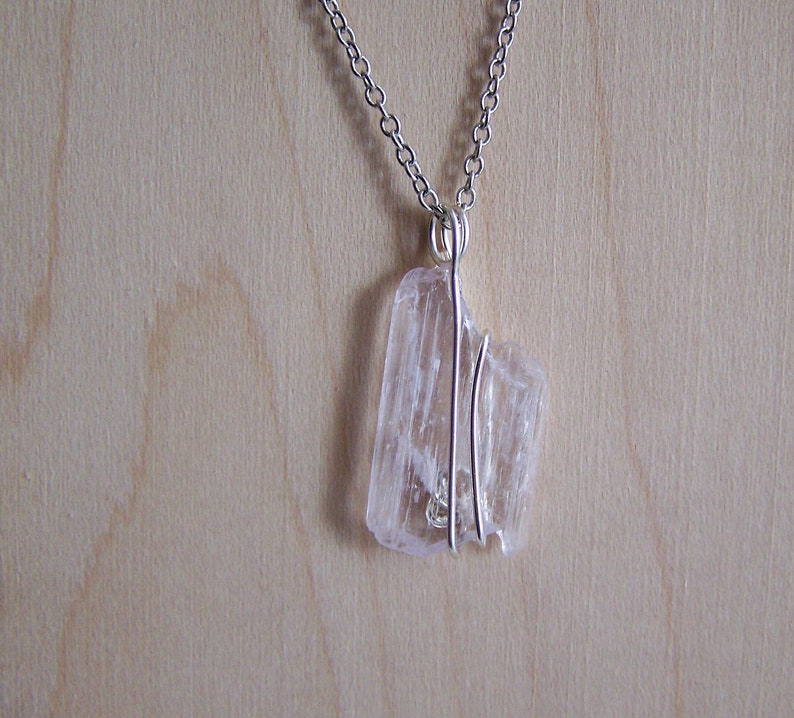 Pink Kunzite Natural Raw Crystal Pendant | Etsy