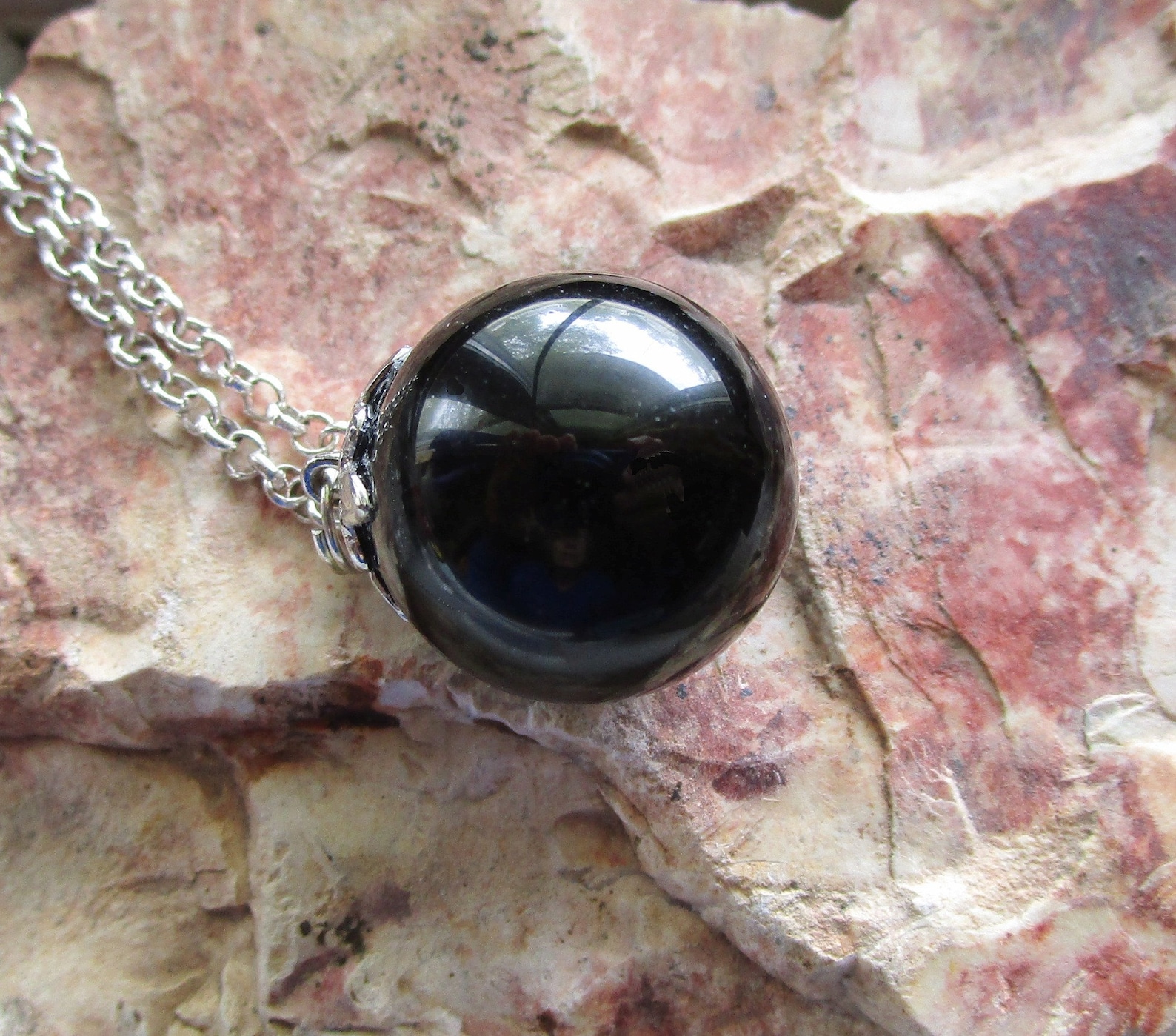 Black Obsidian Volcanic Glass Crystal Ball Pendant Necklace - Etsy