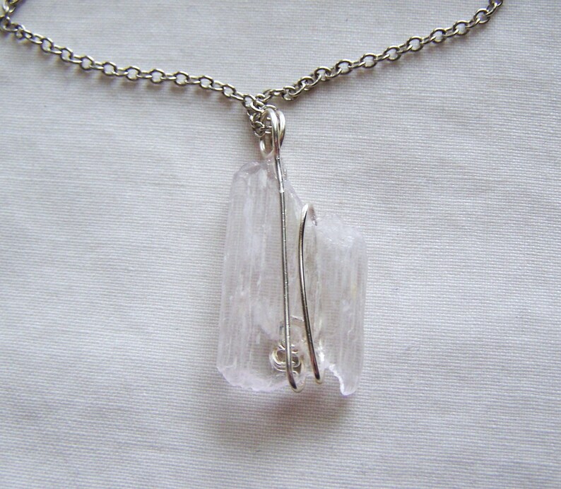 Pink Kunzite Natural Raw Crystal Pendant | Etsy