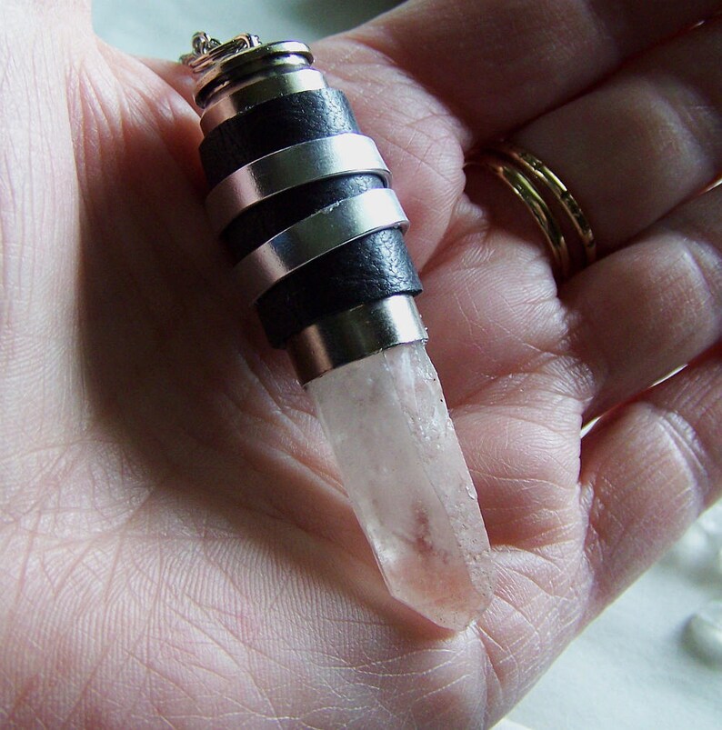 Leather Wrapped Large Red Hematite Quartz Crystal Bullet | Etsy