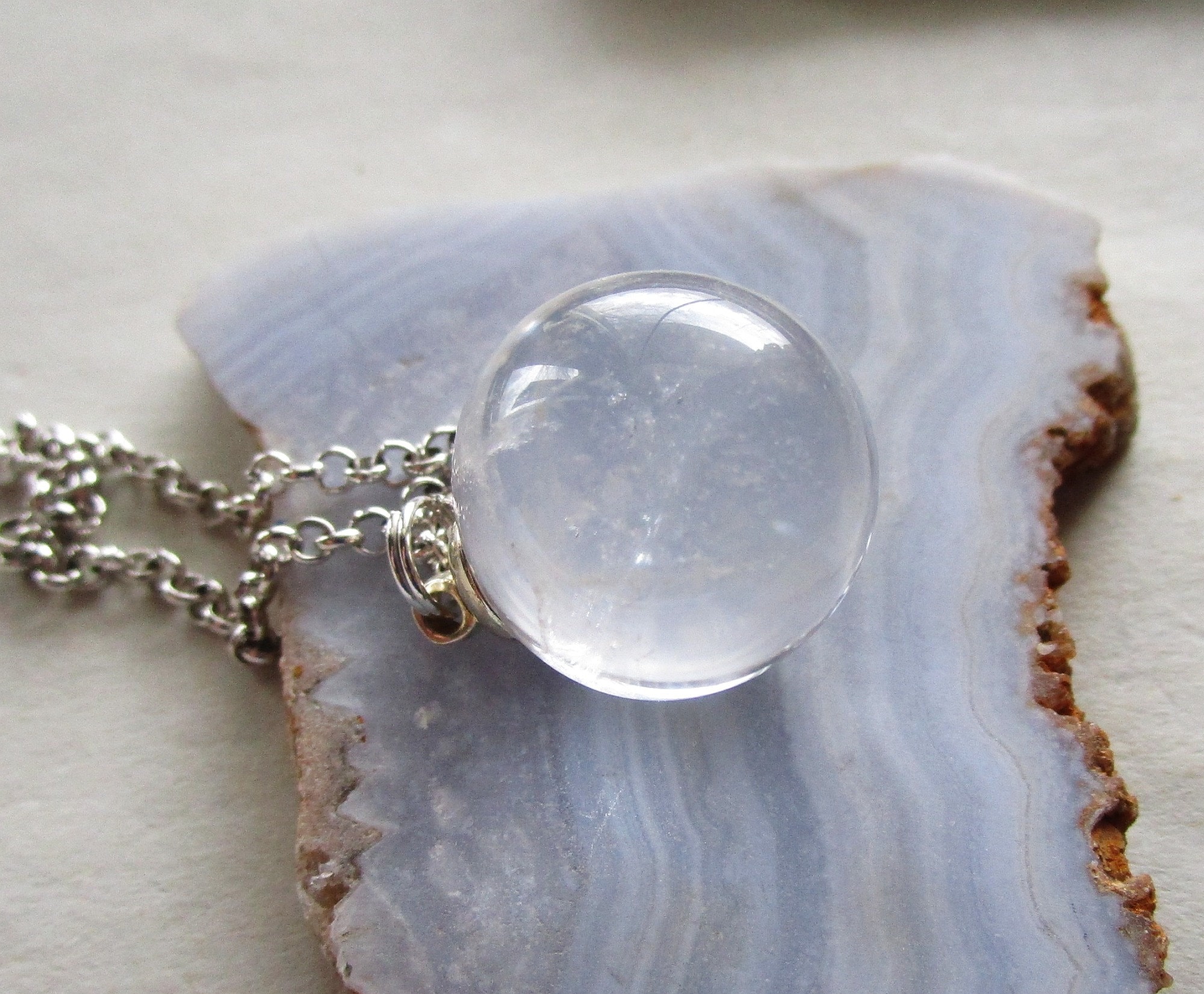 Clear Crystal Ball Natural Quartz Jewelry Pendant Necklace | Etsy