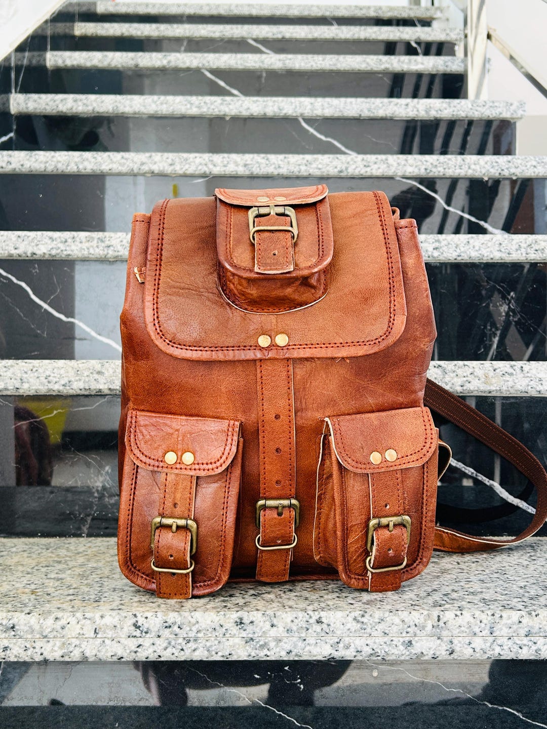 Handmade Leather Backpack | Vintage Boho Rucksack, Travel Daypack - Etsy