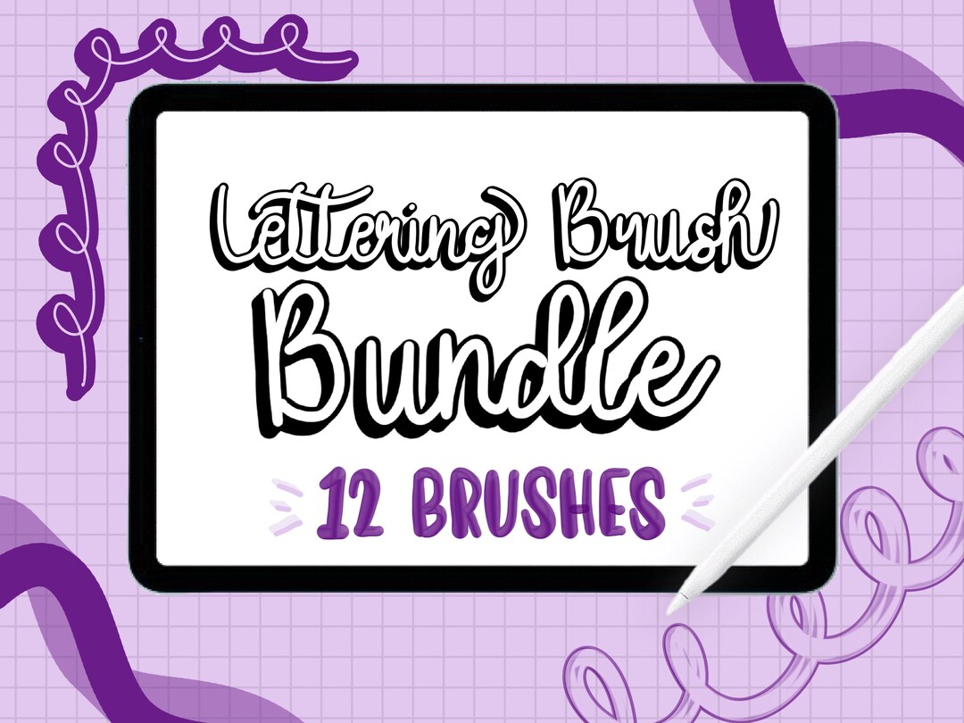 12 Procreate Lettering Brushes + Tracing Sheets | Bubble, Outline ...