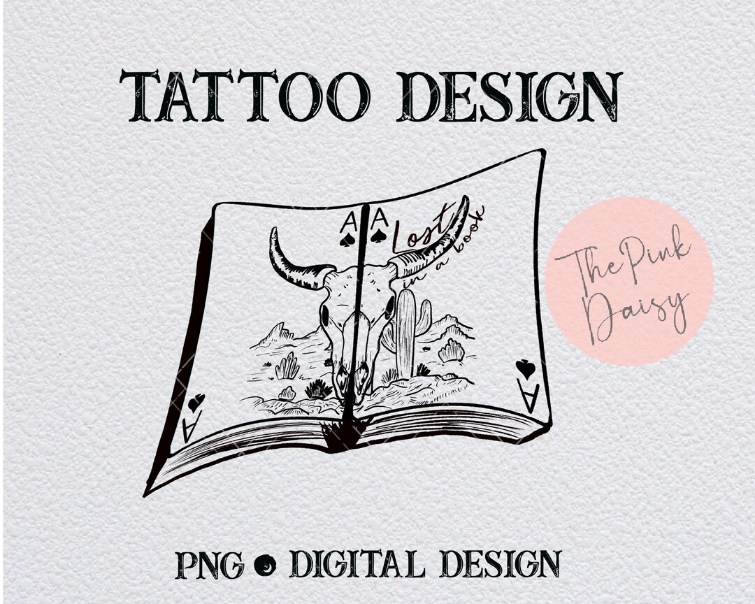 Bookish Tattoo Design, Open Book Png, Rose Book Png, Booktok, Tattoo ...