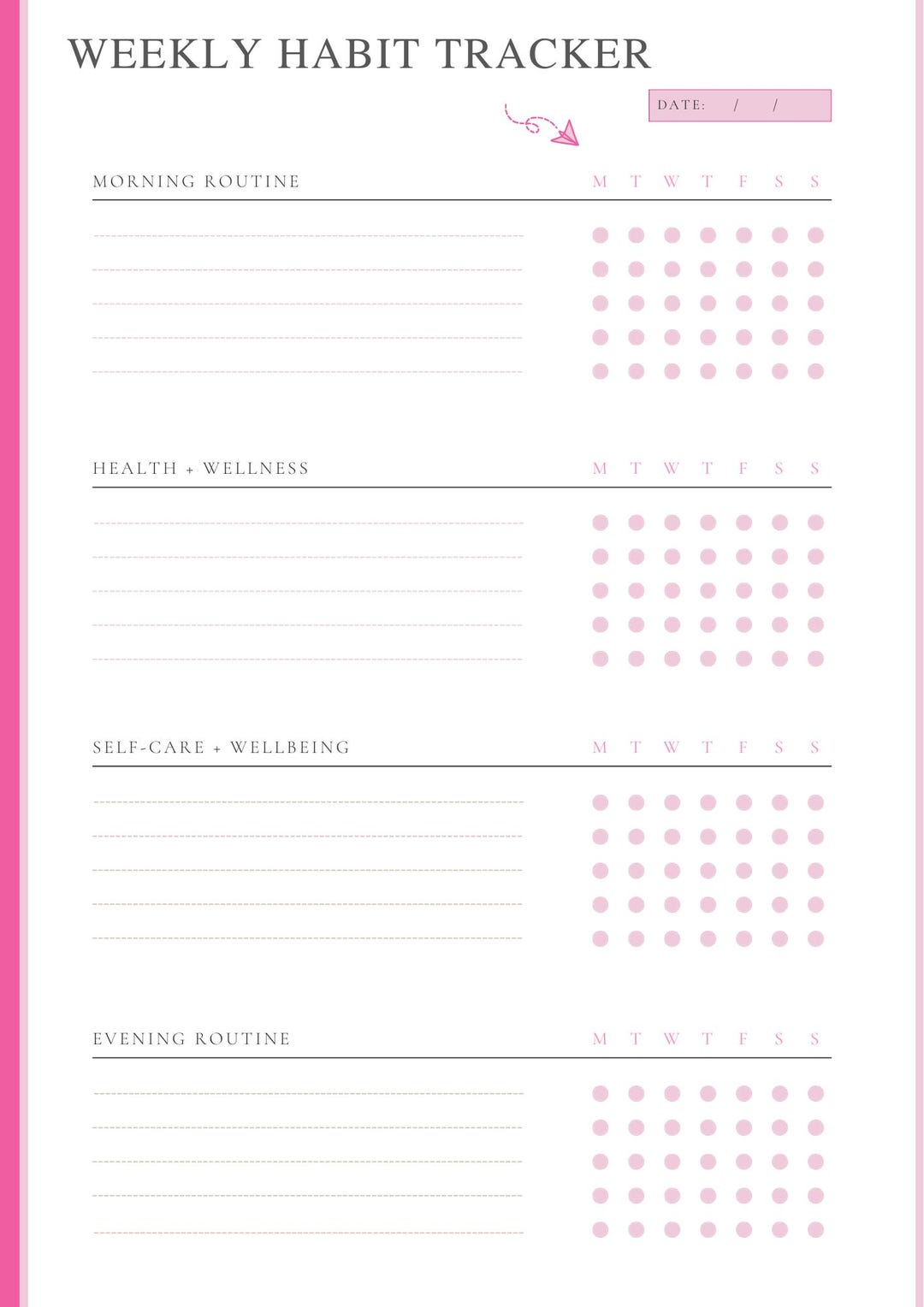 Weekly Habit Tracker – Morning & Evening Routine | Health and Self-care ...