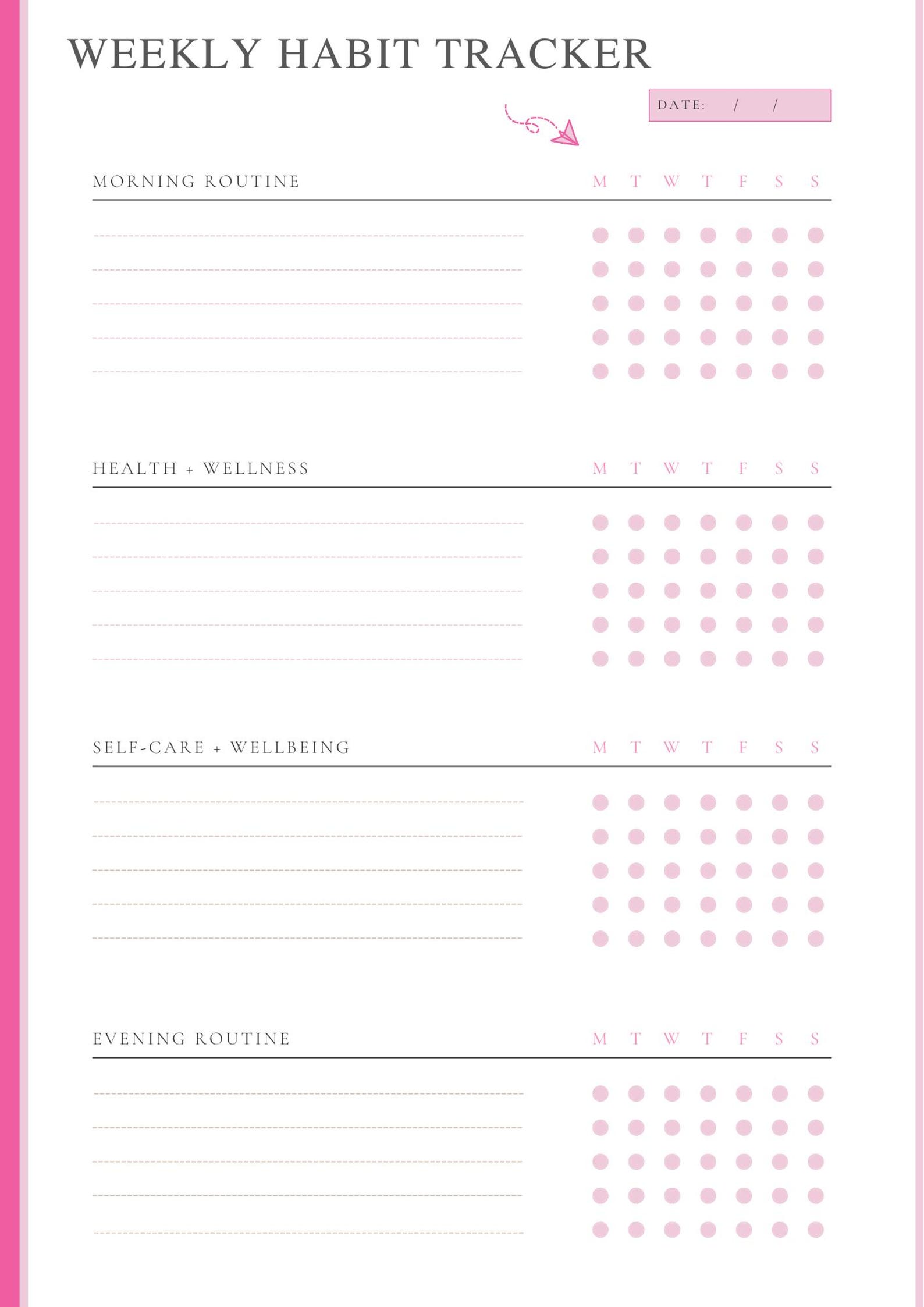 Weekly Habit Tracker – Morning & Evening Routine | Health and Self-care ...