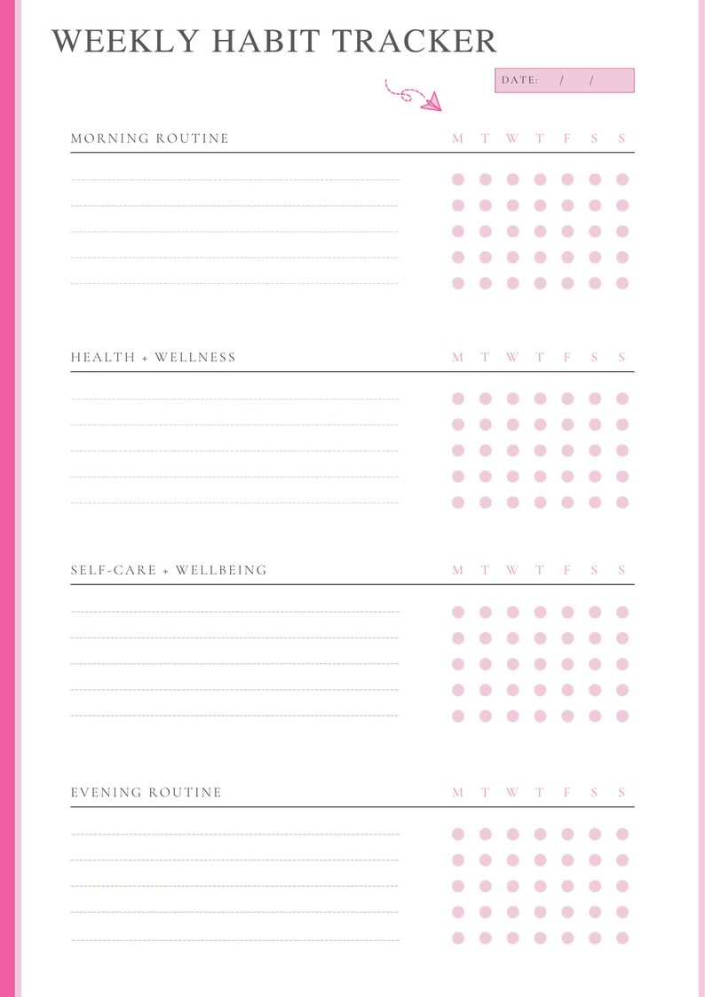 Weekly Habit Tracker – Morning & Evening Routine | Health and Self-care ...