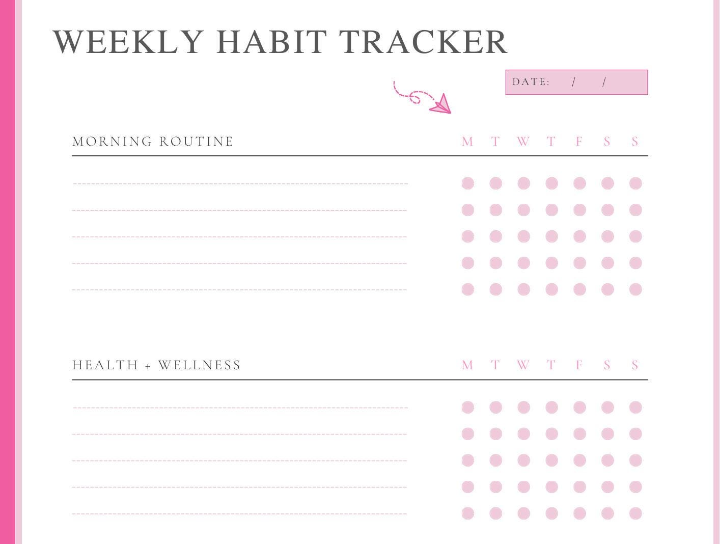 Weekly Habit Tracker – Morning & Evening Routine | Health and Self-care ...