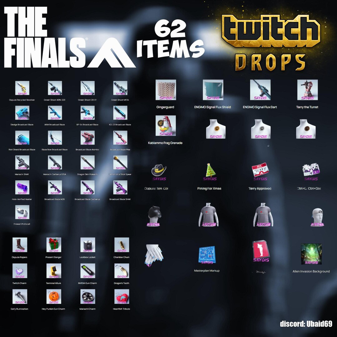 The Finals Twitch Drops - 65 Items - 21 Guns / 10 Gadgets / 5 Skins ...