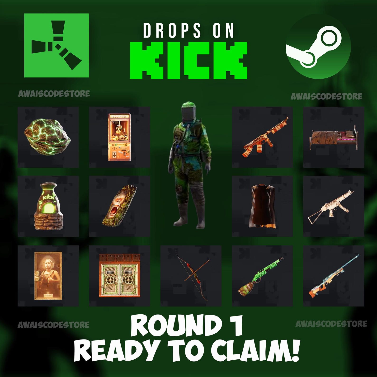Rust Kick Drops - Round 1 - 14 Items/skins Ready - Etsy Australia