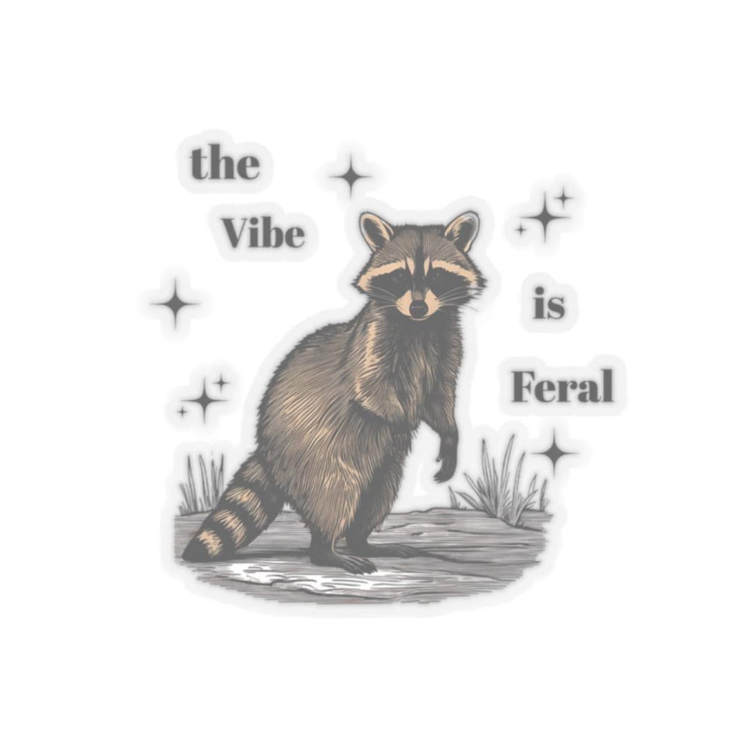 Feral Vibe Kiss-cut Stickers, Raccoon Art Stickers, Hipster ...