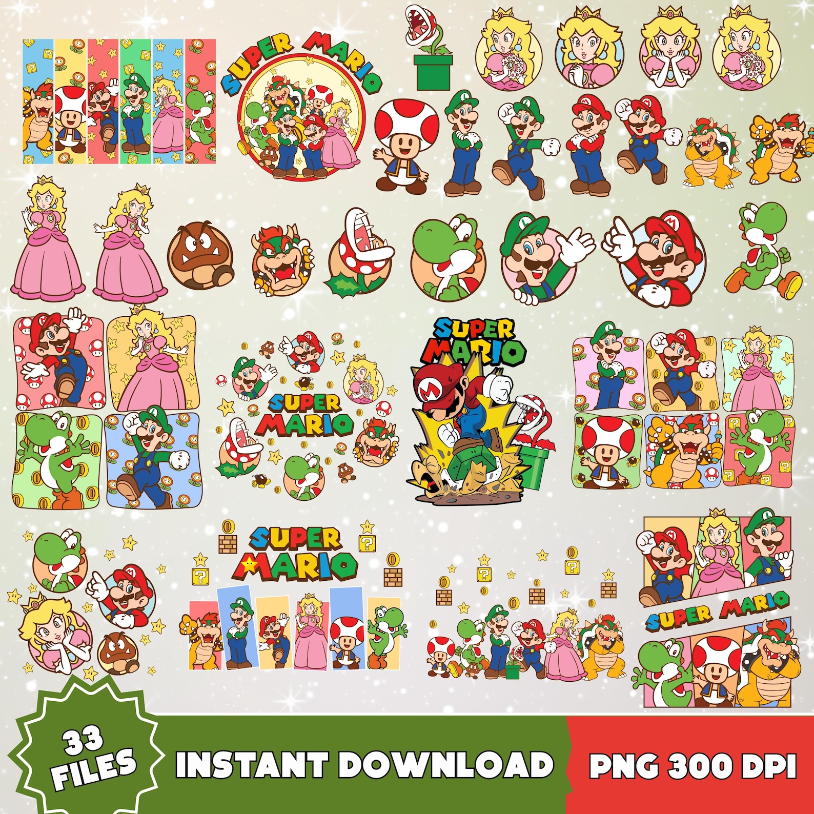 Retro Mario Png, Super Mario Friends Png, Digital File - Etsy