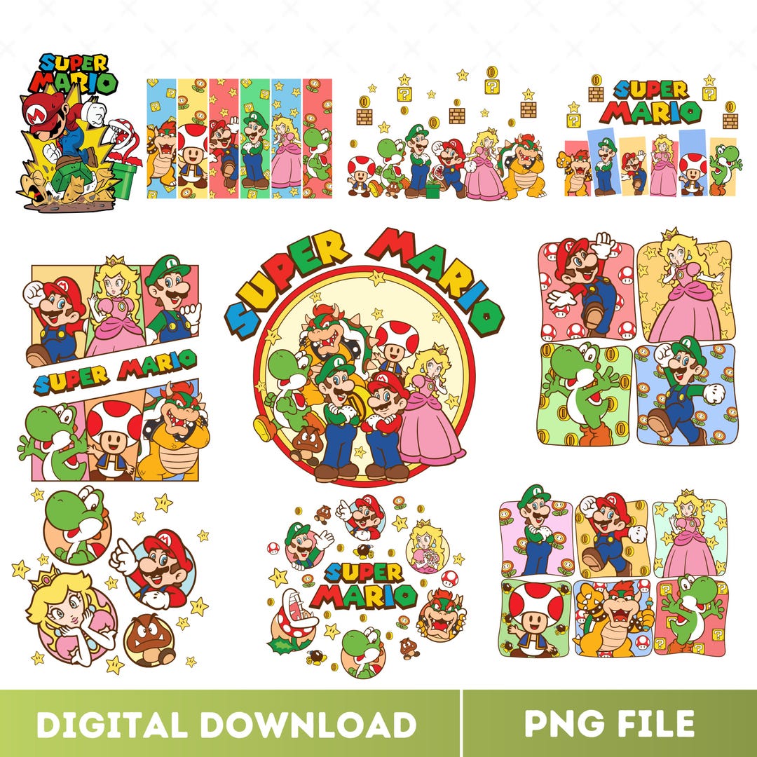 Retro Mario Png, Super Mario Friends Png, Digital File - Etsy Australia