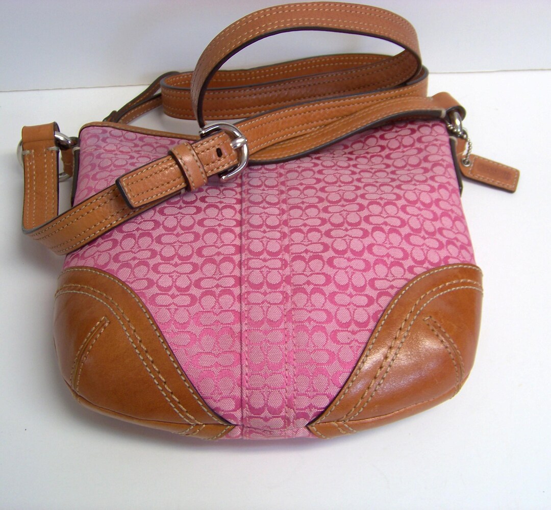 Signature Jacquard Pink Coach Soho Adjustable Leather Strap Crossbody ...