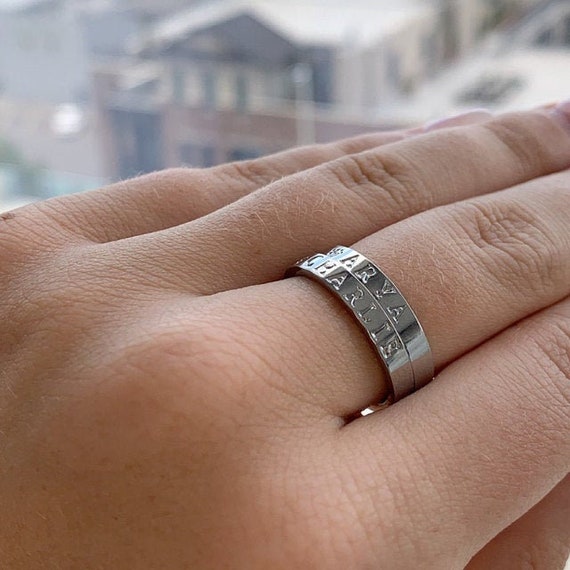 Your Words Quote Phrase Saying Stack Ring Personalize Gold | Etsy