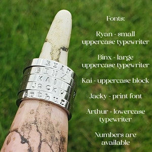 Skinny Name Ring Stacking Ring Grandma Gift Minimalist - Etsy