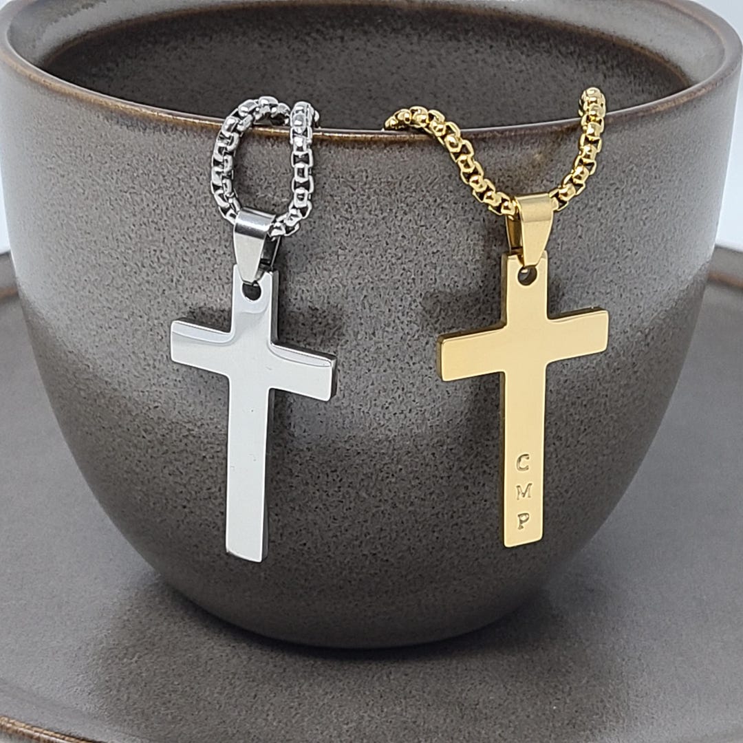 Personalized Cross Necklace Men's Engraved Cross Necklace Cross ...