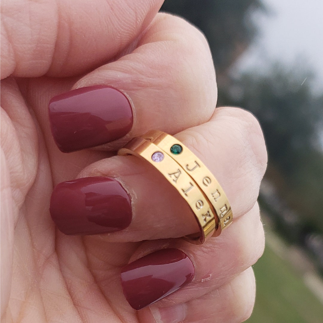 Custom Ring · Stacking Rings · Stackable Rings · Initial Ring · Personalized Rings · Mothers ...