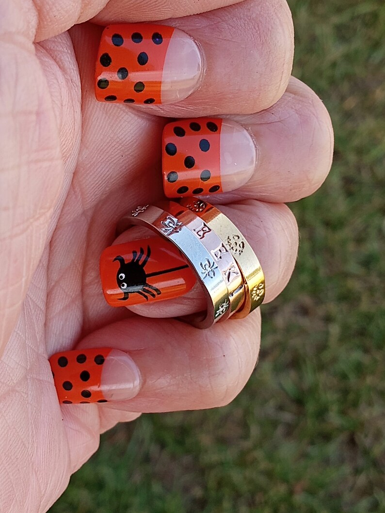 Hand Stamped Spider Ring • Stainless Steel Halloween Jewelry - Etsy