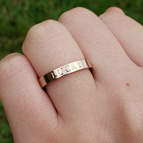 Modern Name Ring in Gold Rose Gold Sterling Silver Custom - Etsy