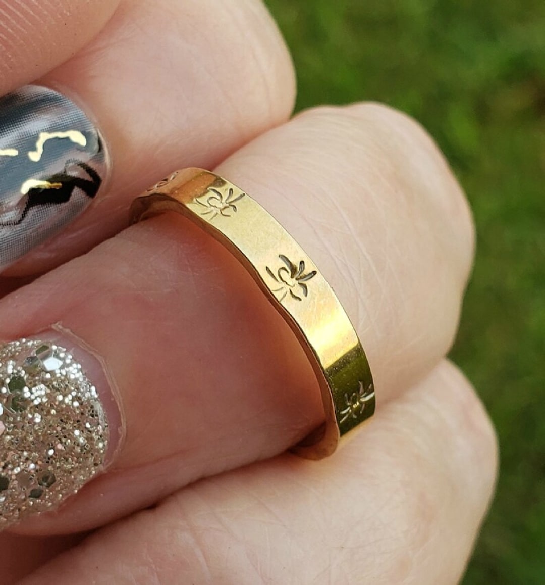 Hand Stamped Spider Ring • Stainless Steel Halloween Jewelry - Etsy