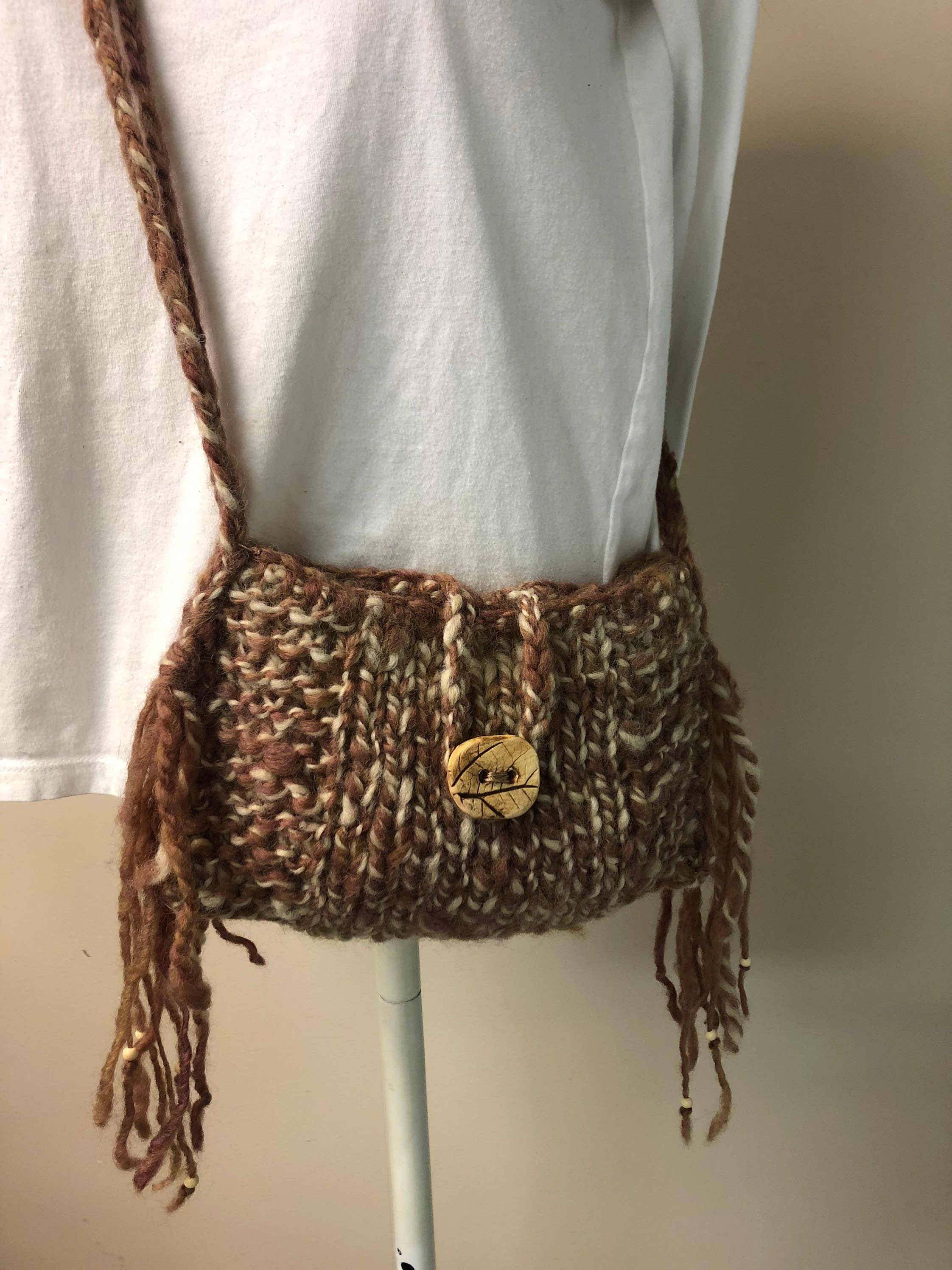 Mini Wool Crossbody Bag Artisan Hand Knit Purse Rustic Boho - Etsy