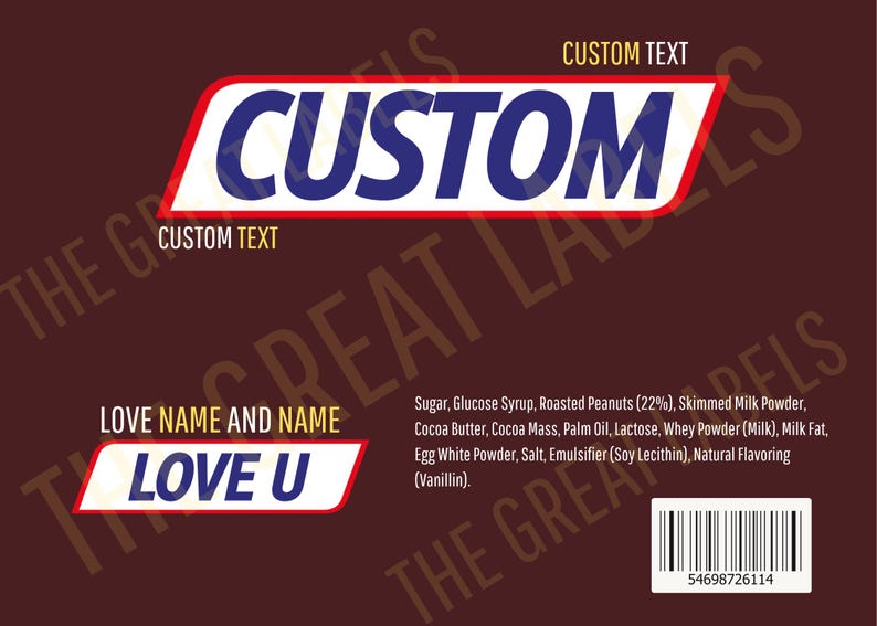 Custom Snickers Bar Wrapper: Printable Birthday Gift (canva Template ...