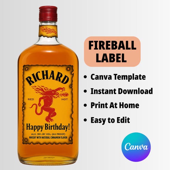 Fireball Whiskey Label Stencil Fireball Cinnamon Whiskey Liqueur