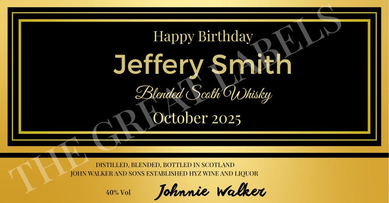 Personalized Whisky Label Template: Johnnie Walker Black Label, Canva ...