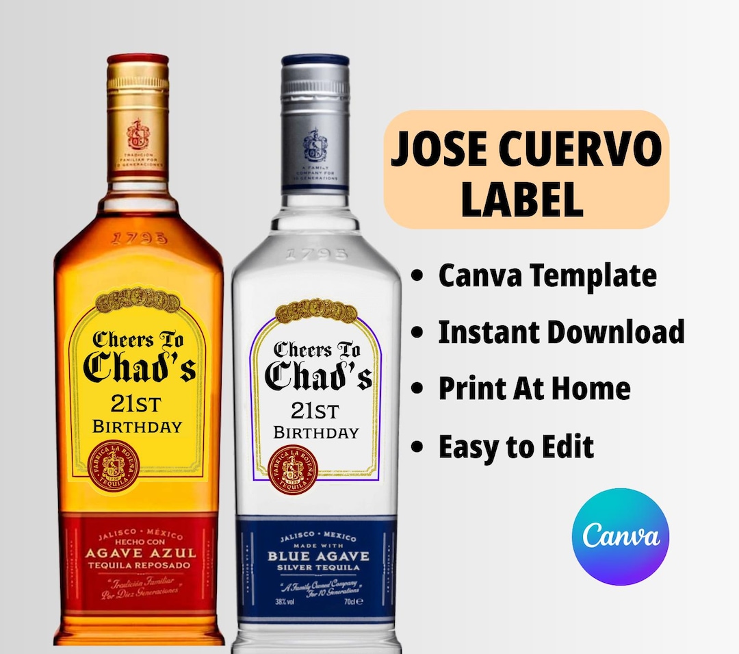 Jose Cuervo Tequila Label: Editable Birthday Party Favor Template ...