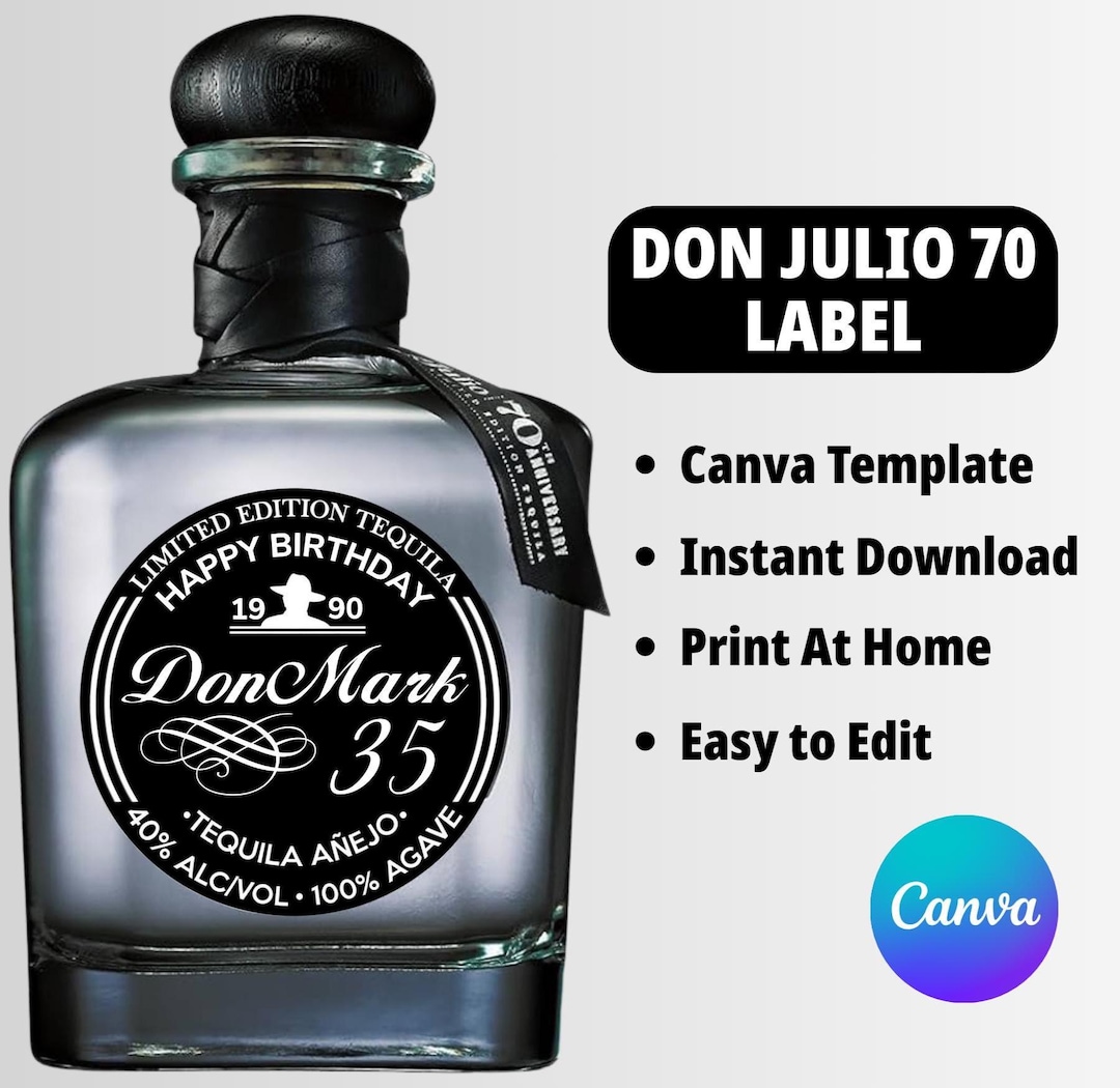 Don Julio 70 Label Canva Template: Personalized Tequila Bottle (digital ...