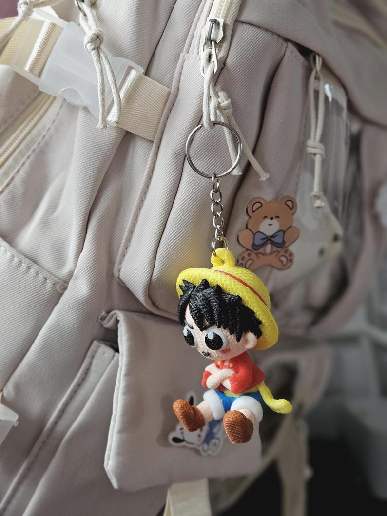 Vibrant 3D Printed Monkey D. Luffy Crochet Keychain - One Piece Anime ...